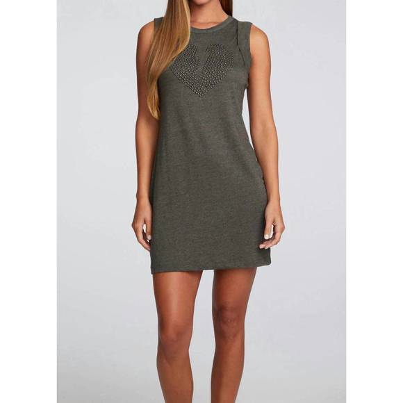 Chaser | Dresses | New Chaser Studded Heart Dress In Safari | Poshmark